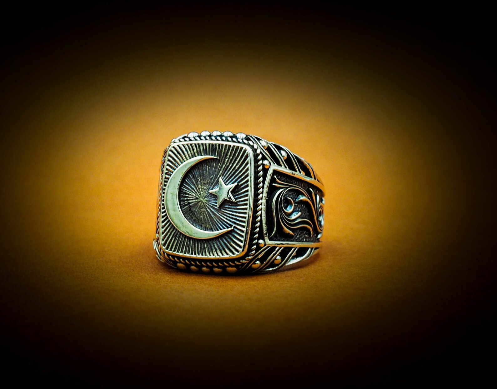 Islam Symbol Star and Crescent Moon Ring Muslim Star Cresant - Etsy