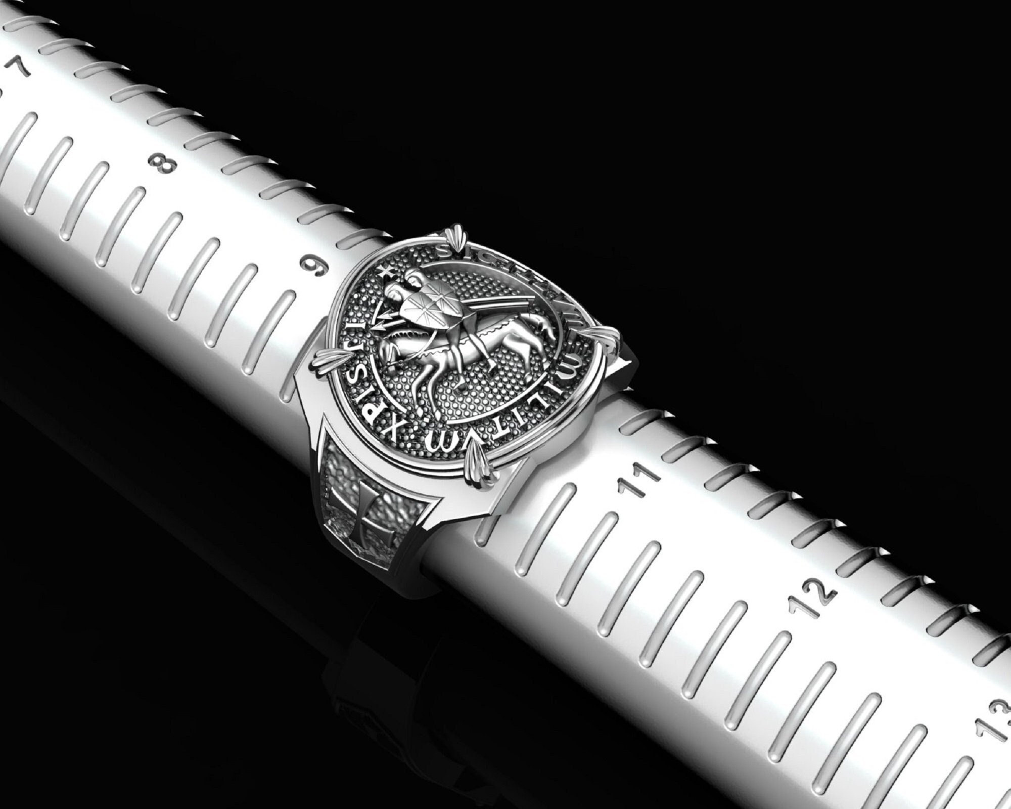 925 Sterling Silver Knight Templar Ring With Cross Seal of - Etsy