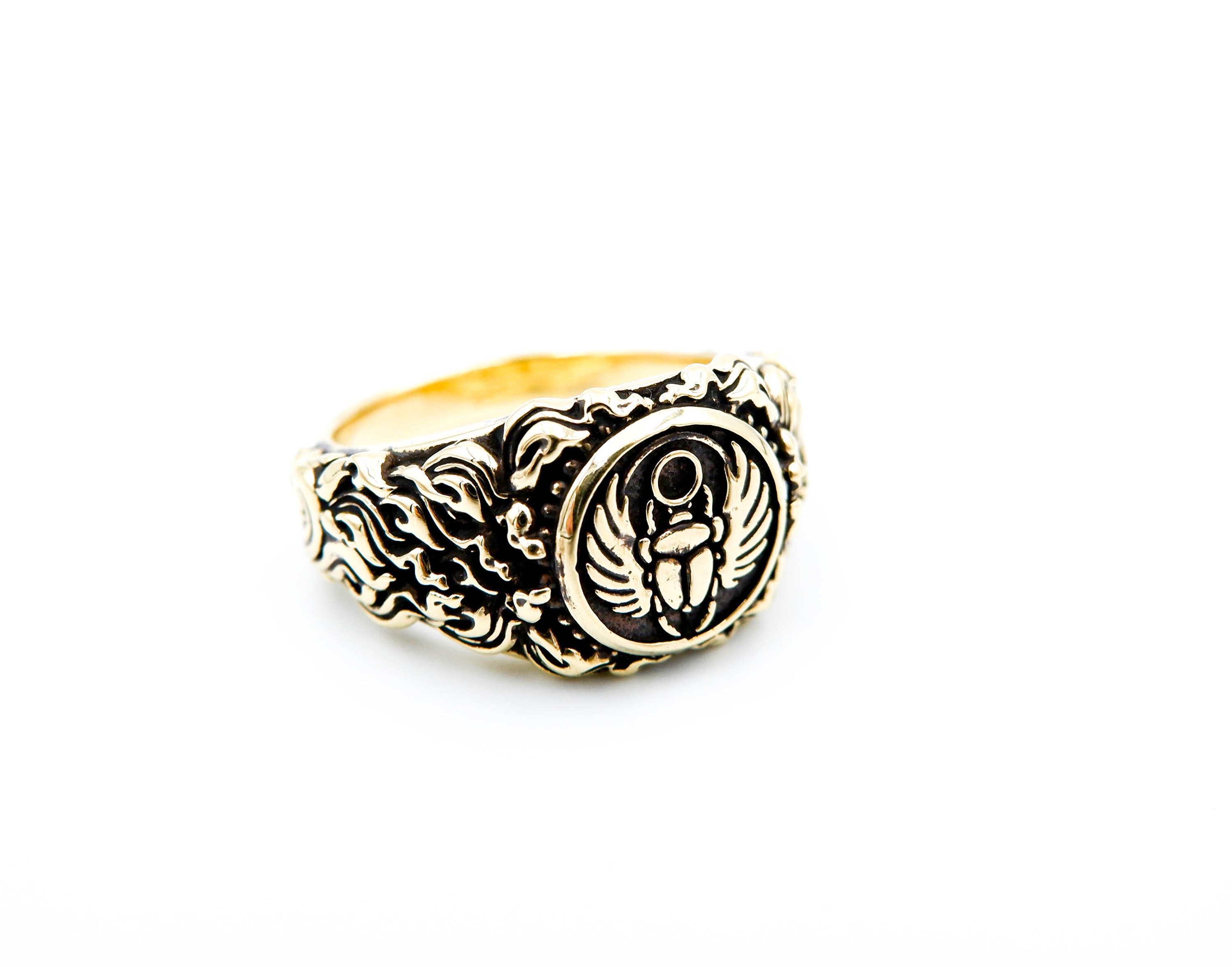 Brass Scarab Beetle Ring, Egyptian Amulet Jewelry - Etsy