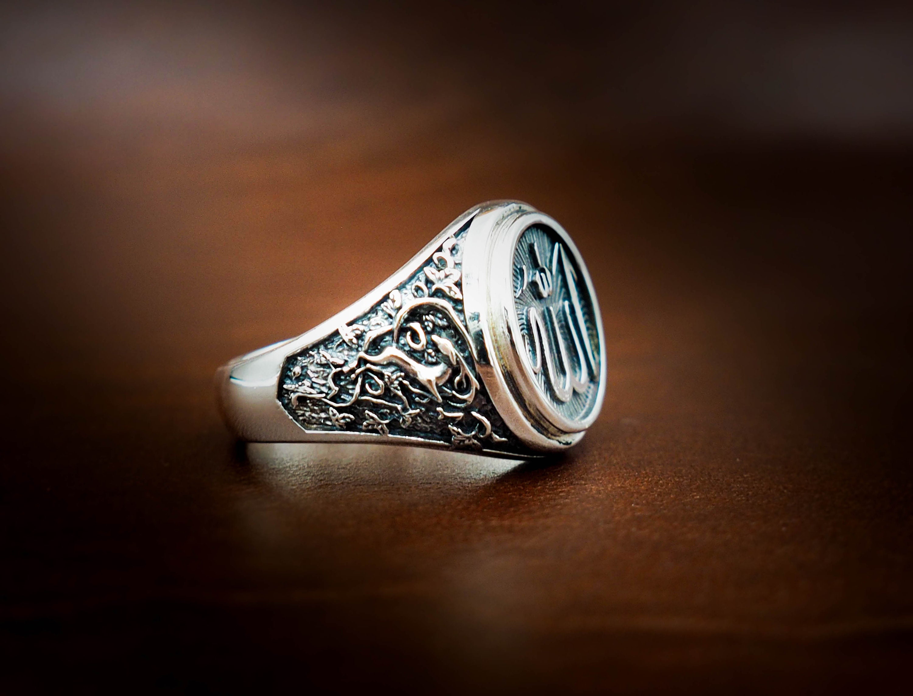 Sterling Silver Allah Ring, Islamic Crescent Design - Etsy UK
