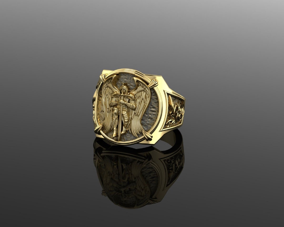 Archangel Knight Saint Michael Ring Catholic Knight Men Ring - Etsy