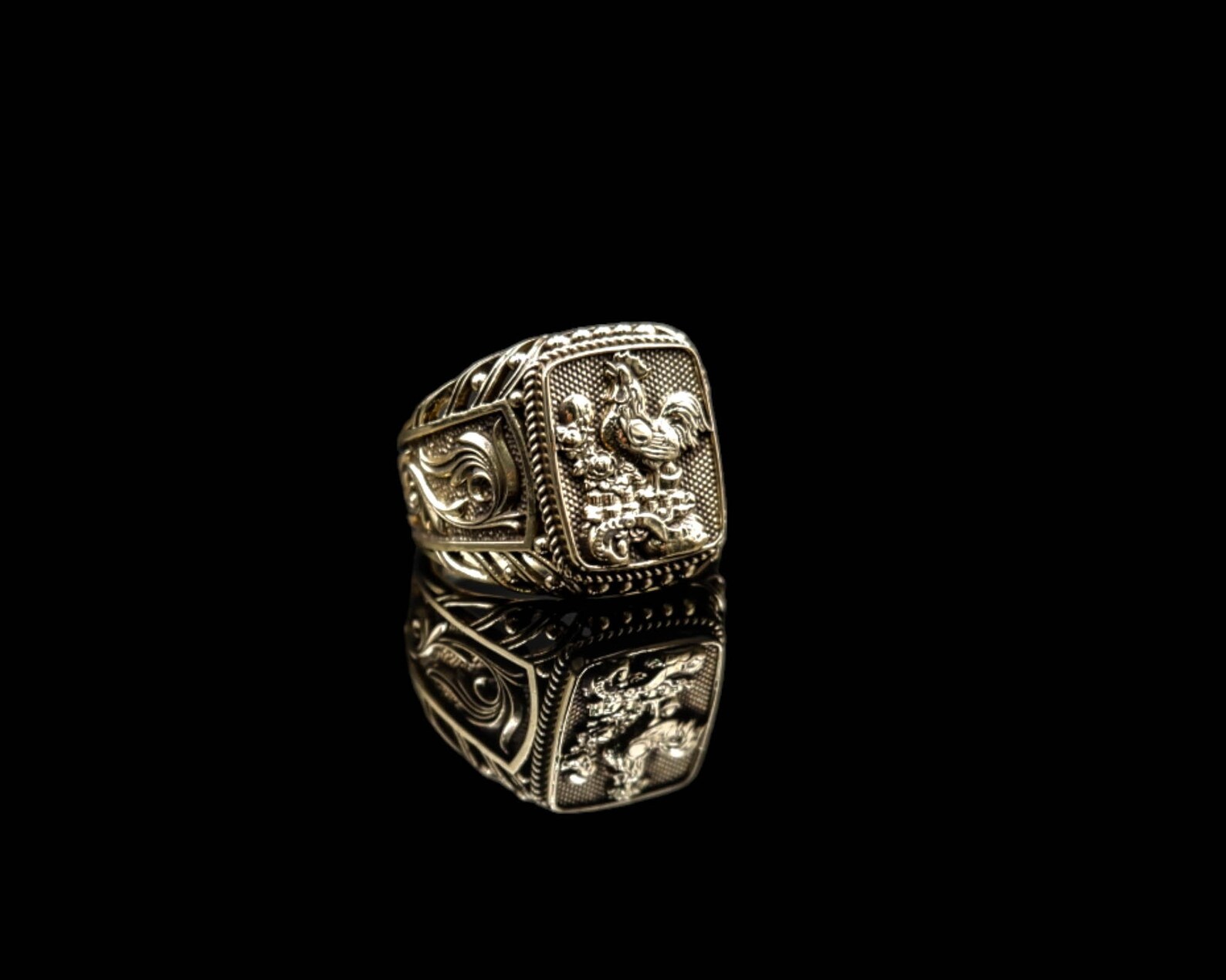 Rooster Ring Animal Signet Accessory Brass Jewelry Wedding Gift Ring ...