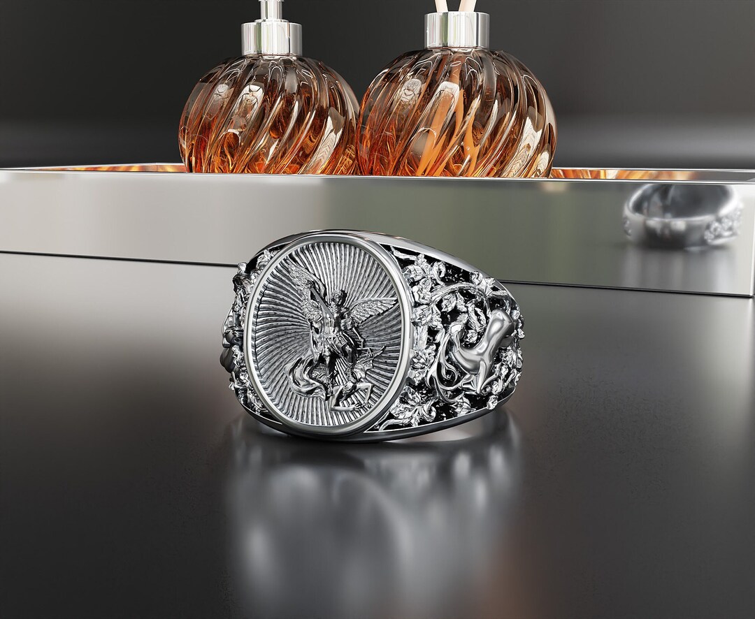 Saint Michael Signet Ring, Catholic Archangel St Saint Michael Ring ...