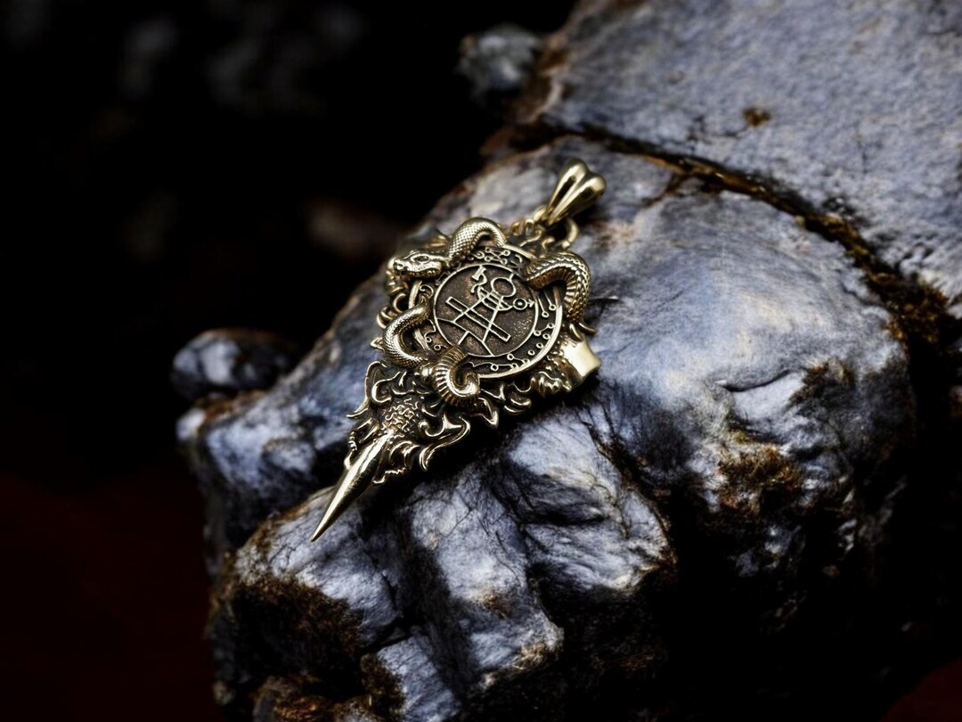 Brass Seal of Solomon Pendant: Snake Amulet, Sacred Symbols - Etsy