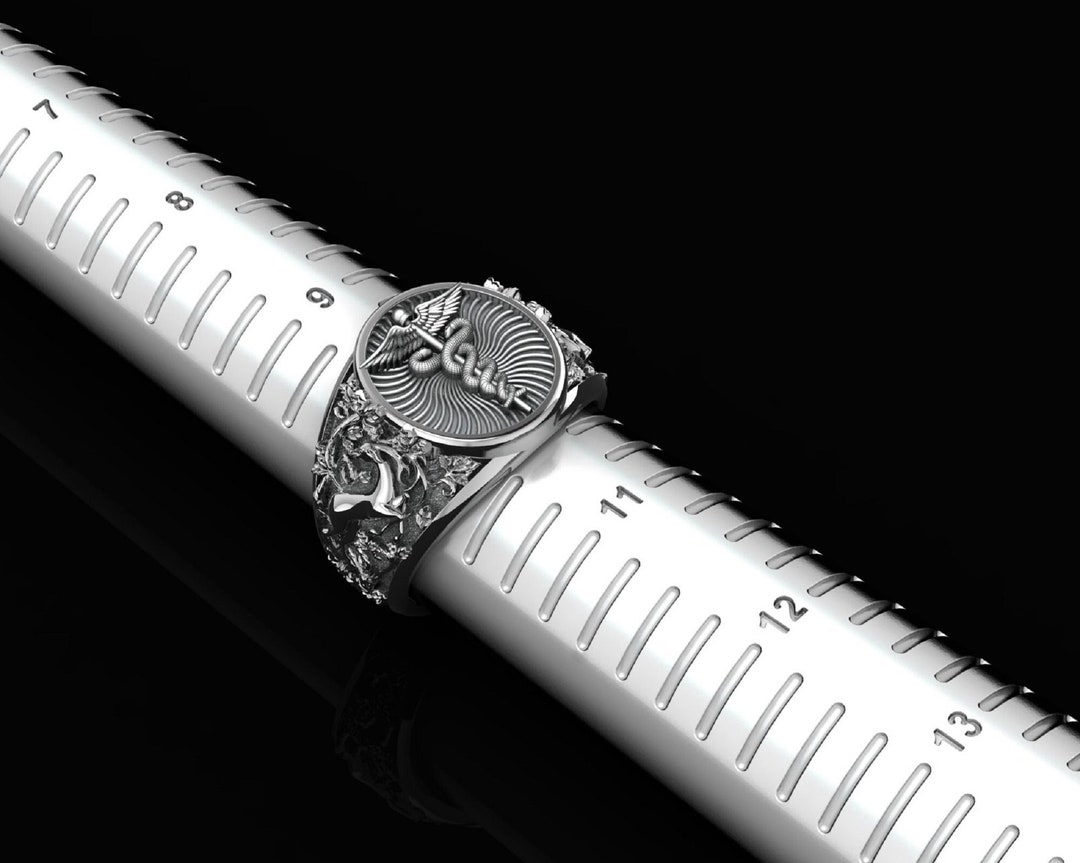 925 Sterling Silver Caduceus Medical Symbol Ring, Pharmacy Ring ...