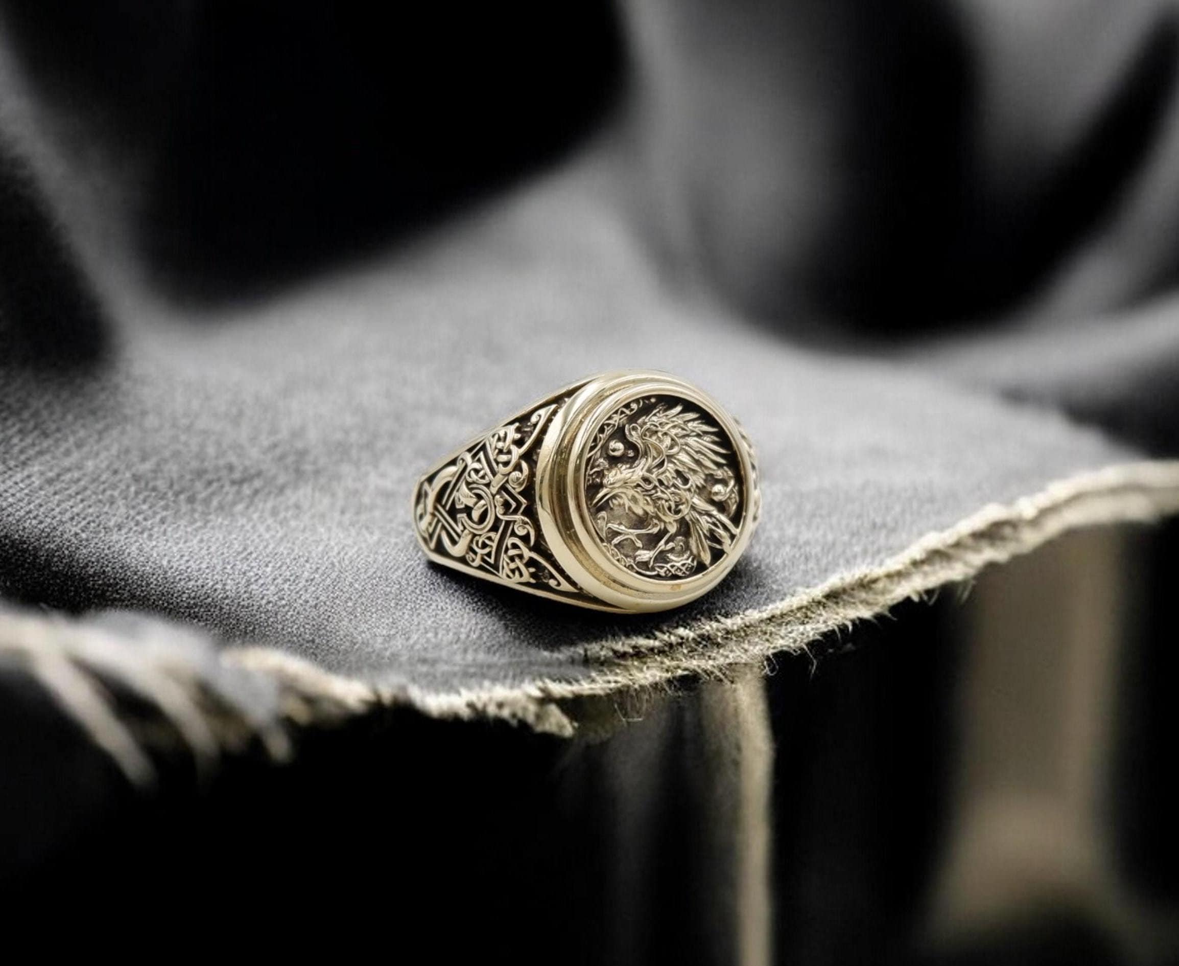 Brass Celtic Raven Ring, Norse Viking Jewelry - Etsy