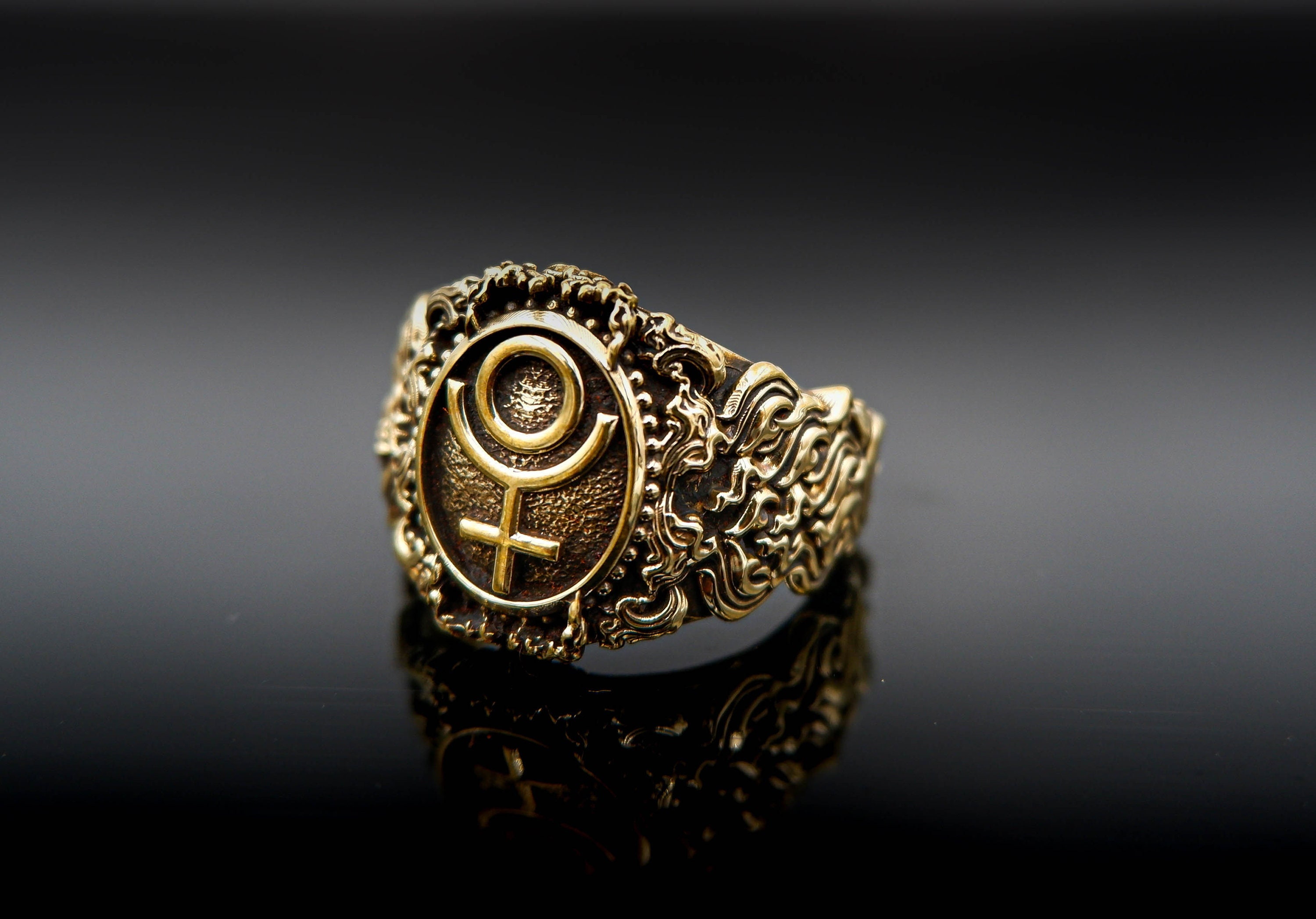 Pluto Ring God of the Underworld Zodiac Symbol of Planet Brass - Etsy