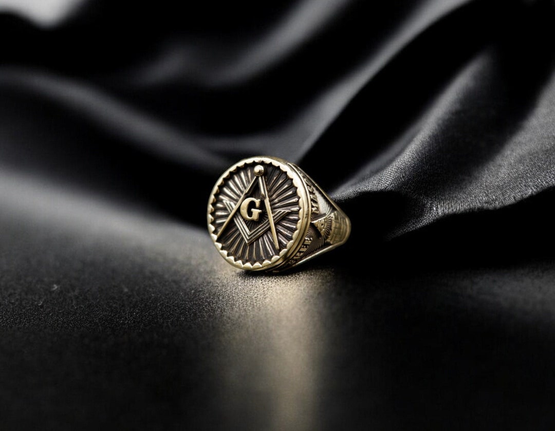 Men's Brass Masonic Ring, Freemason Jewelry - Etsy