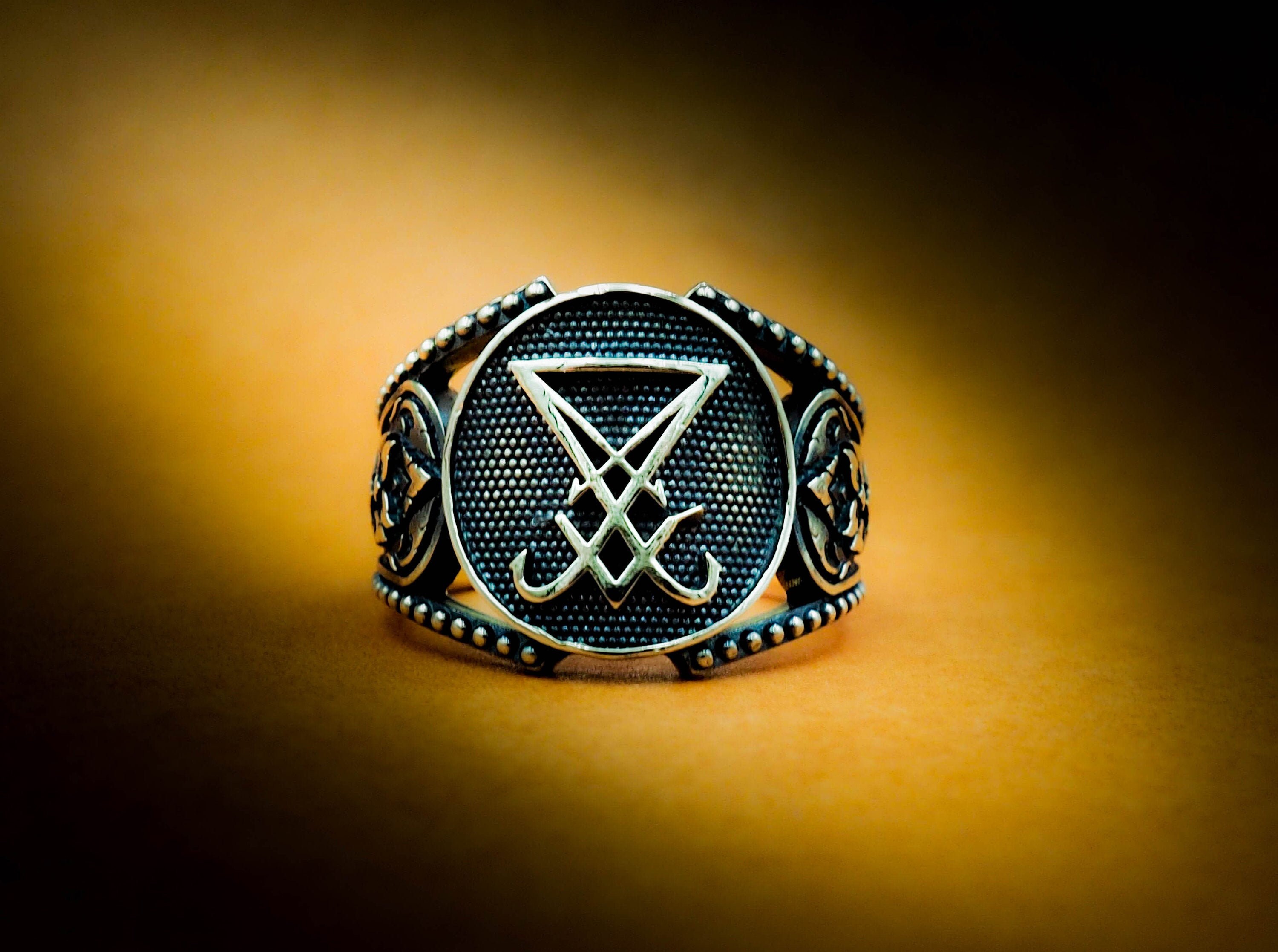 Mens Sigil Lucifer Ring Lucifer Rings Devil Seal of Satan | Etsy