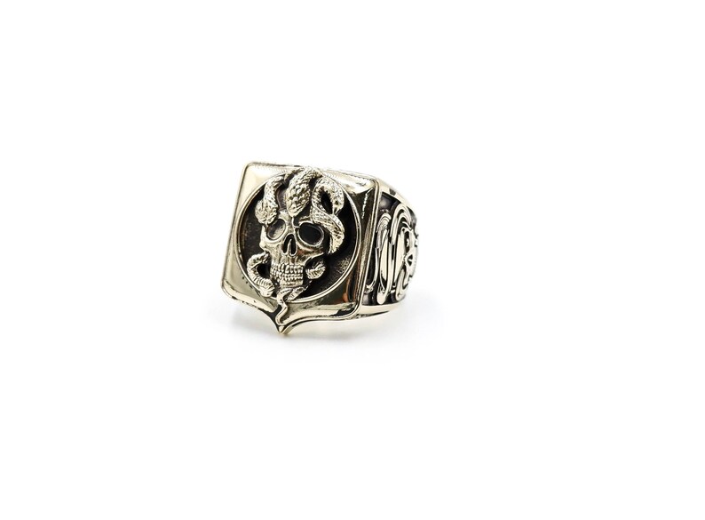 Brass Snake Skull Ring, Gothic Jewelry Gift - Etsy