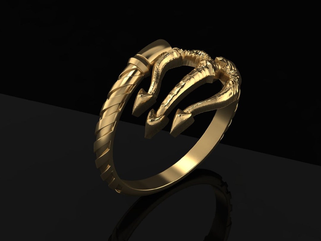 Poseidon Trident Ring, Poseidon Ring, Ancient Greek God Jewelry Gift ...