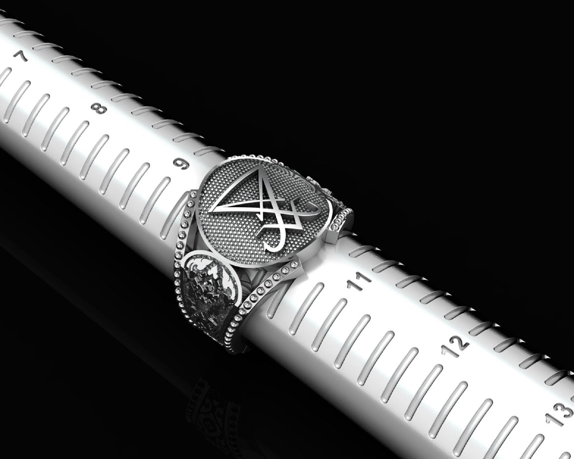 Sigil of Lucifer Ring, Sterling Silver Mens Jewelry - Etsy