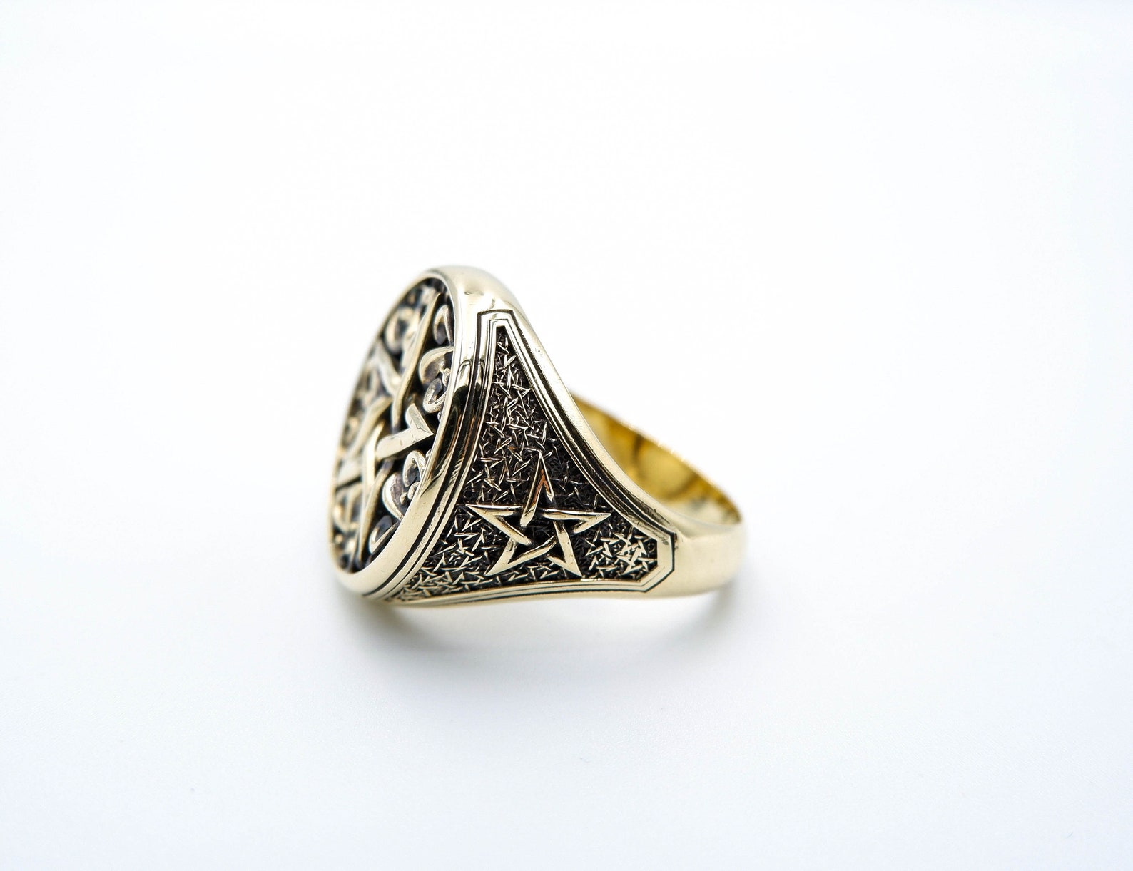 Brass Gothic Pentagram Ring, Sigil of Protection - Etsy