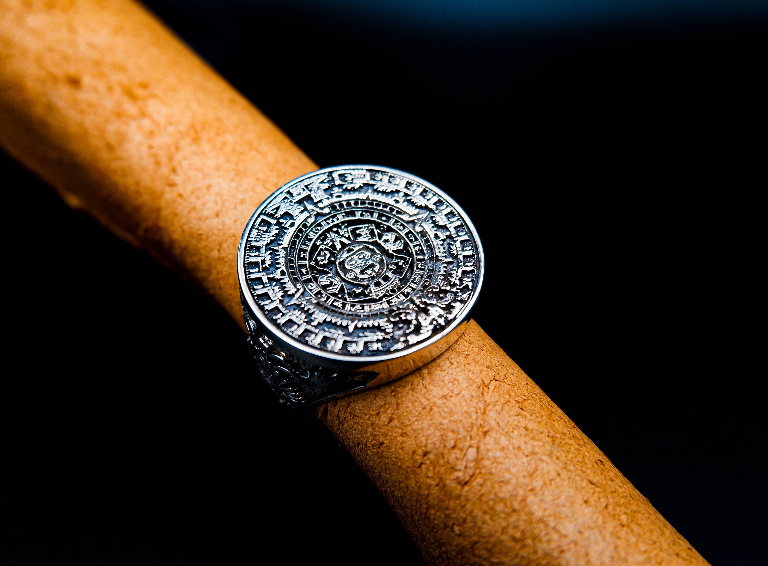Mayan Calendar Ring Aztec Calendar Silver Rings Mexican - Etsy