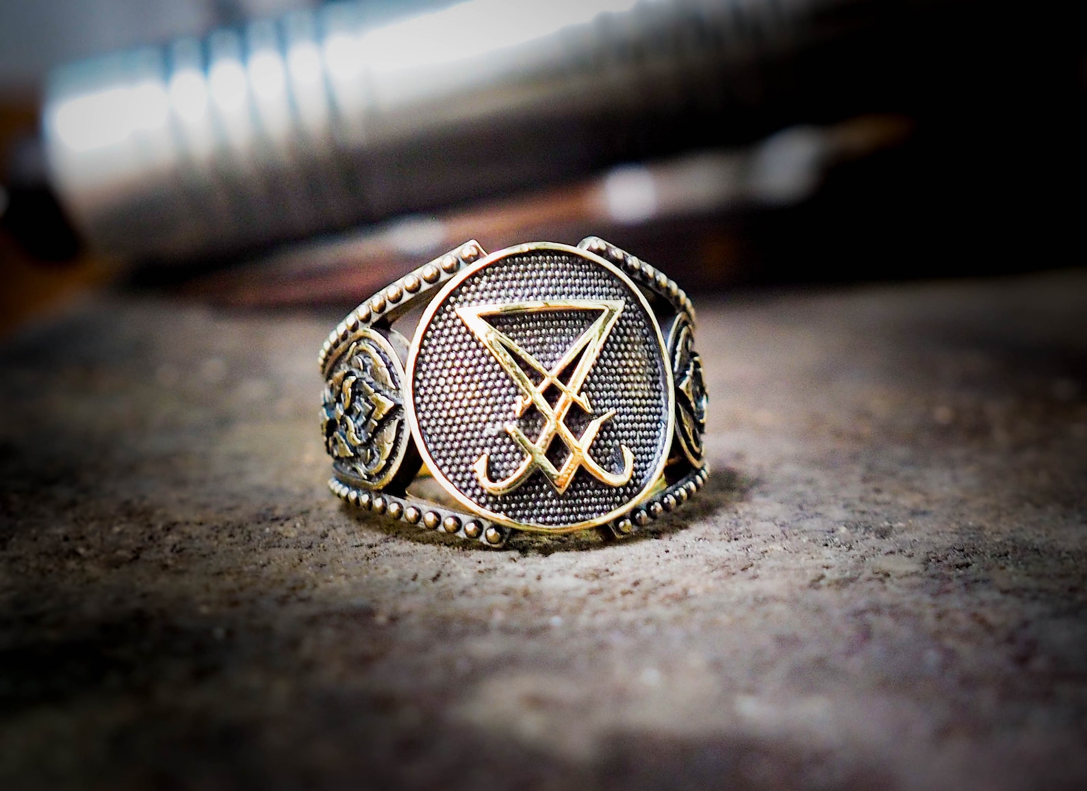 Mens Sigil Lucifer Brass Ring, Devil Satan Amulet Jewelry - Etsy
