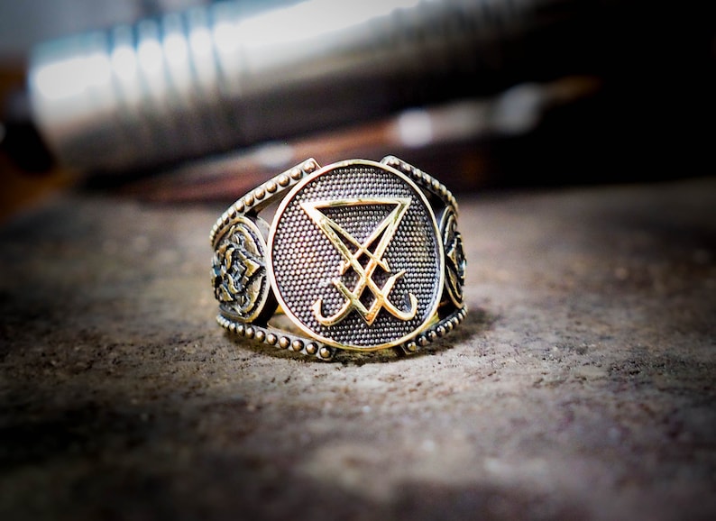 Mens Sigil Lucifer Brass Ring, Devil Satan Amulet Jewelry - Etsy