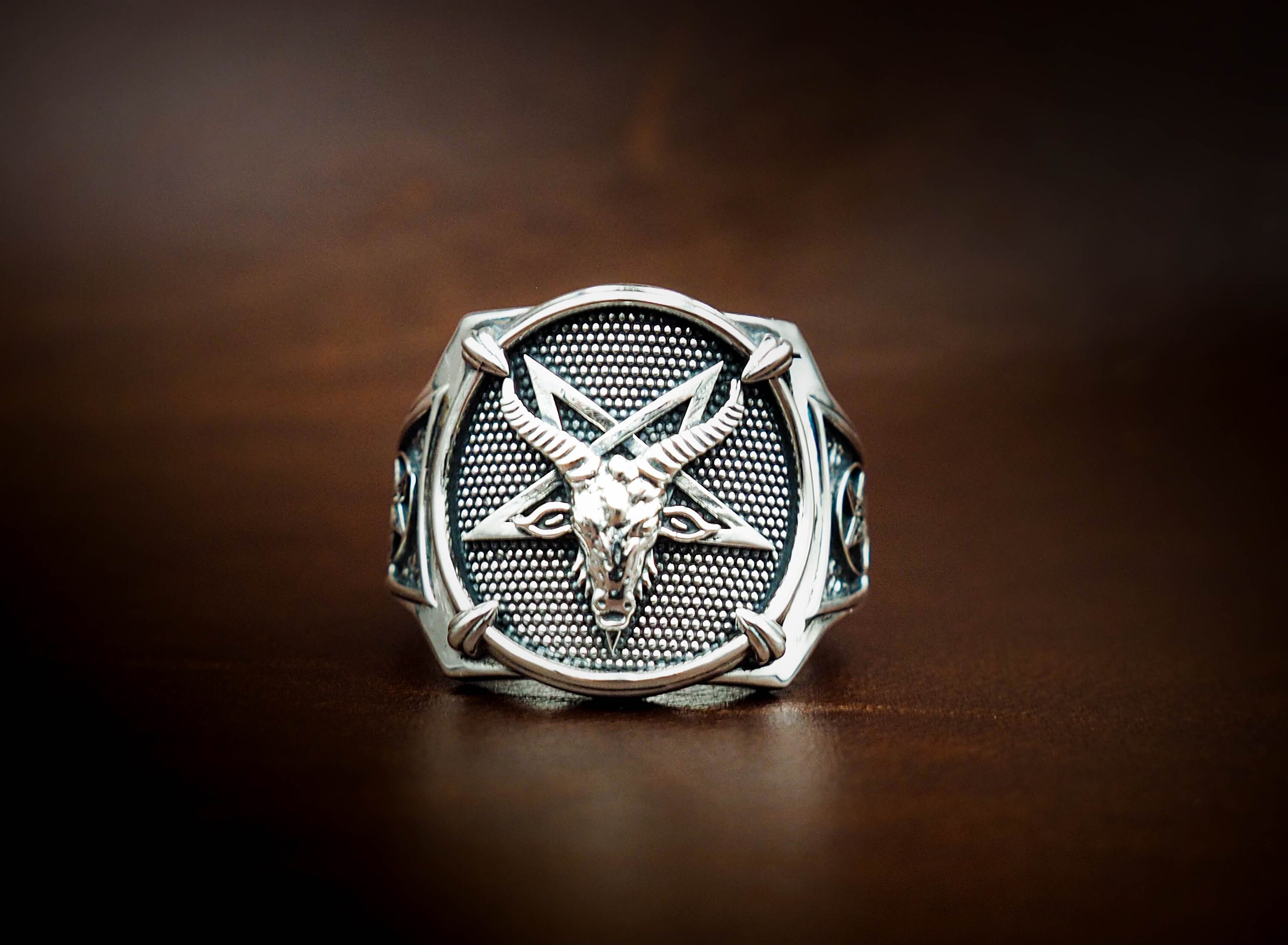 Baphomet Ring Sigil of Baphomet Inverted Pentagram 925 | Etsy