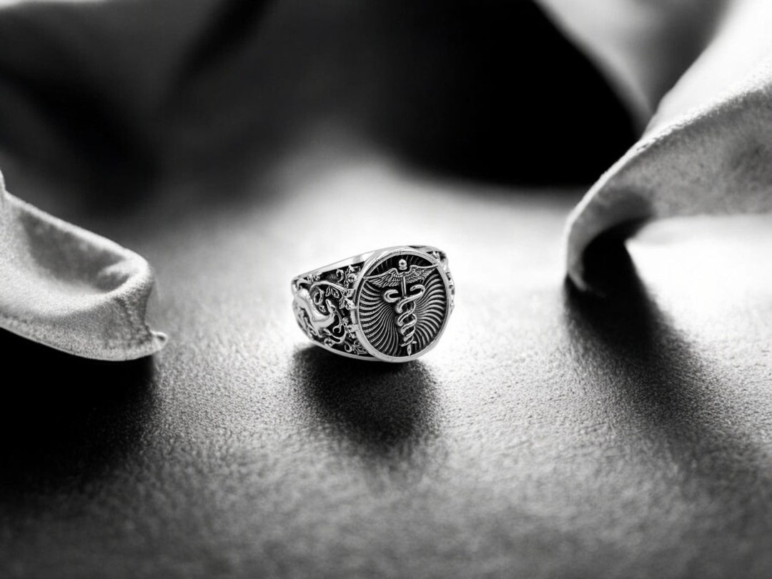 925 Sterling Silver Caduceus Medical Symbol Ring, Pharmacy Ring ...