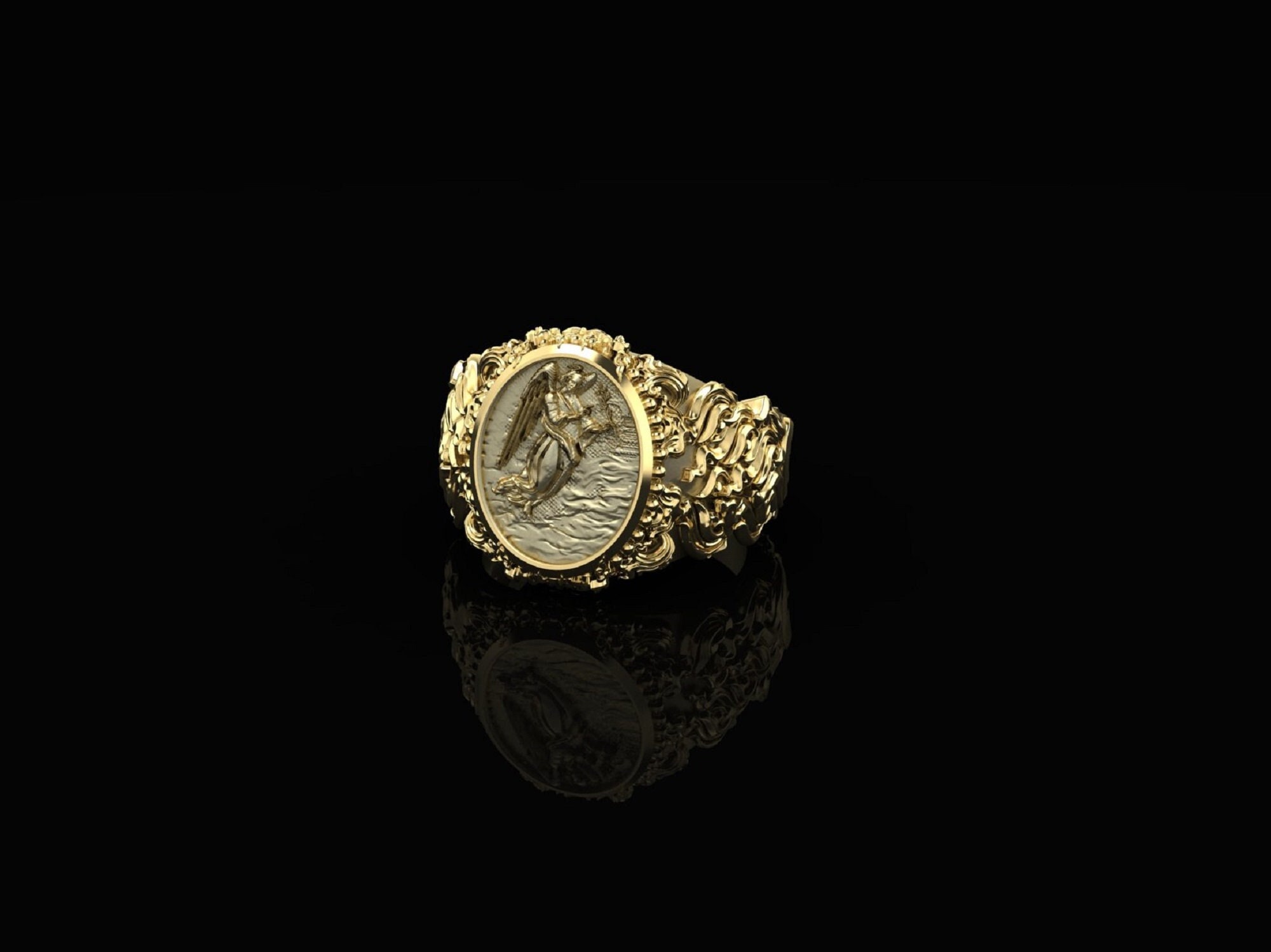 St Gabriel the Archangel Men Signet Ring Saint Gabriel Ring - Etsy