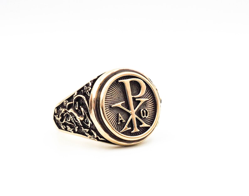 Chi Rho Alpha Omega Ring, Brass Christian Jewelry Gift - Etsy