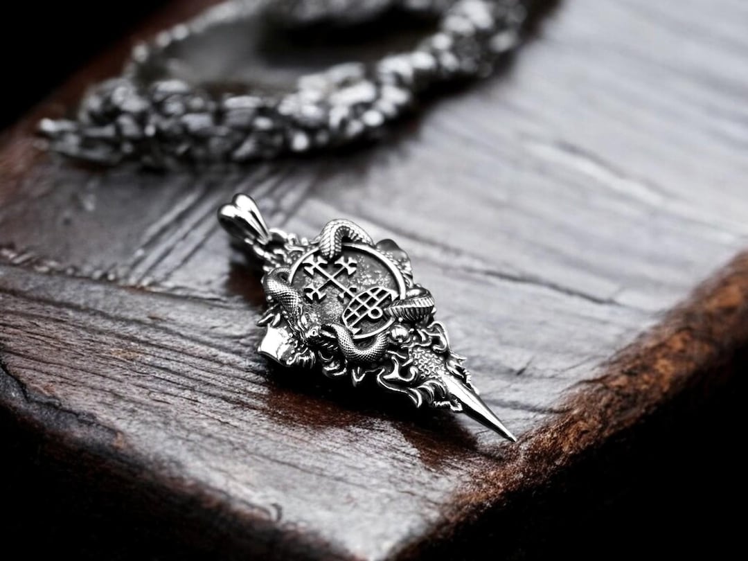 925 Sterling Silver Seal of Samigina Pendant With Snake, Sigil Solomon ...