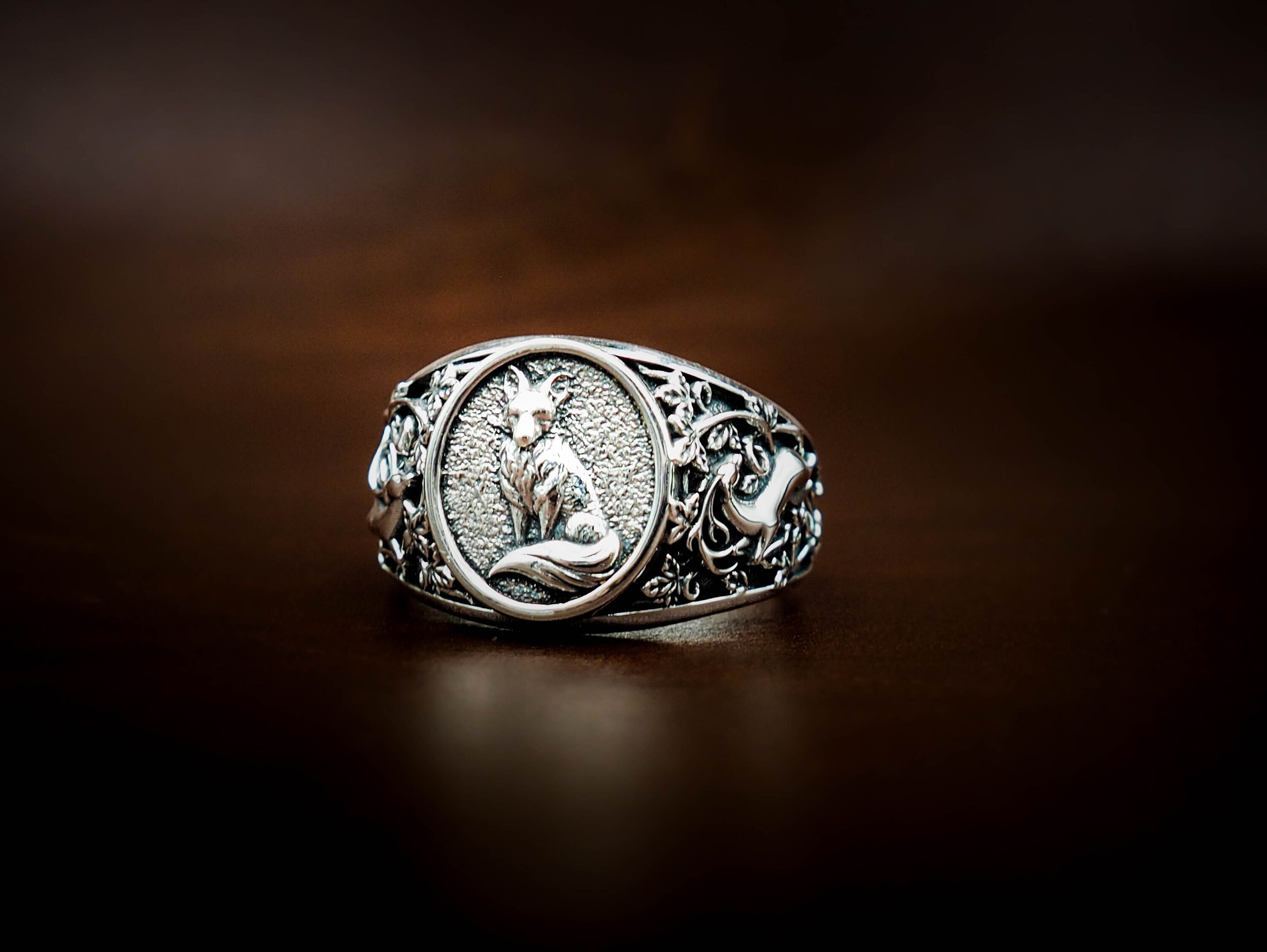Mens Silver Fox Ring, Fox Men's Ring, Fox Men Jewelry Wedding Gift Ring ...