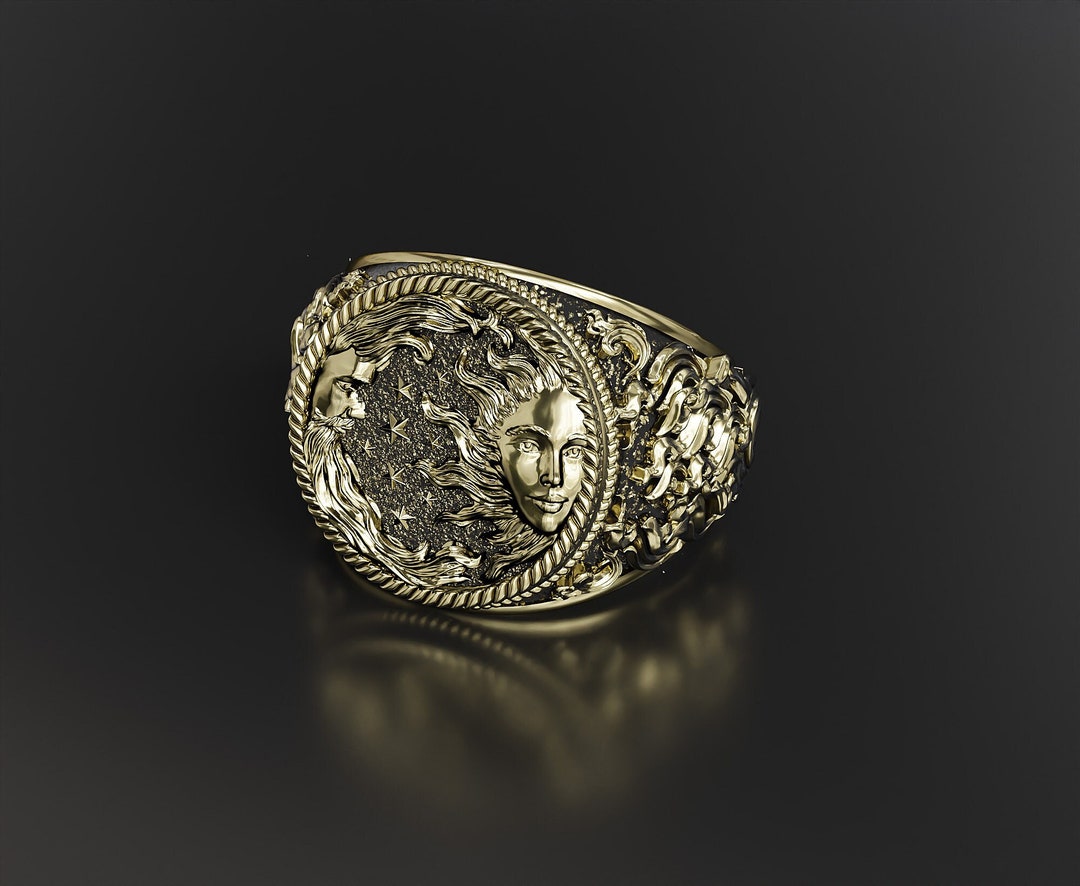 Sun and Moon Star Ring, Crescent Moon Ring, Sunshine and Star Celestial ...