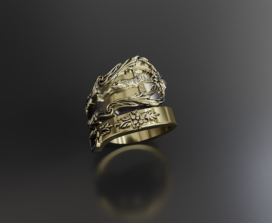 Jesus Crucifix Ring, Jesus on Cross Men's Rings, Jesus Signet Ring ...