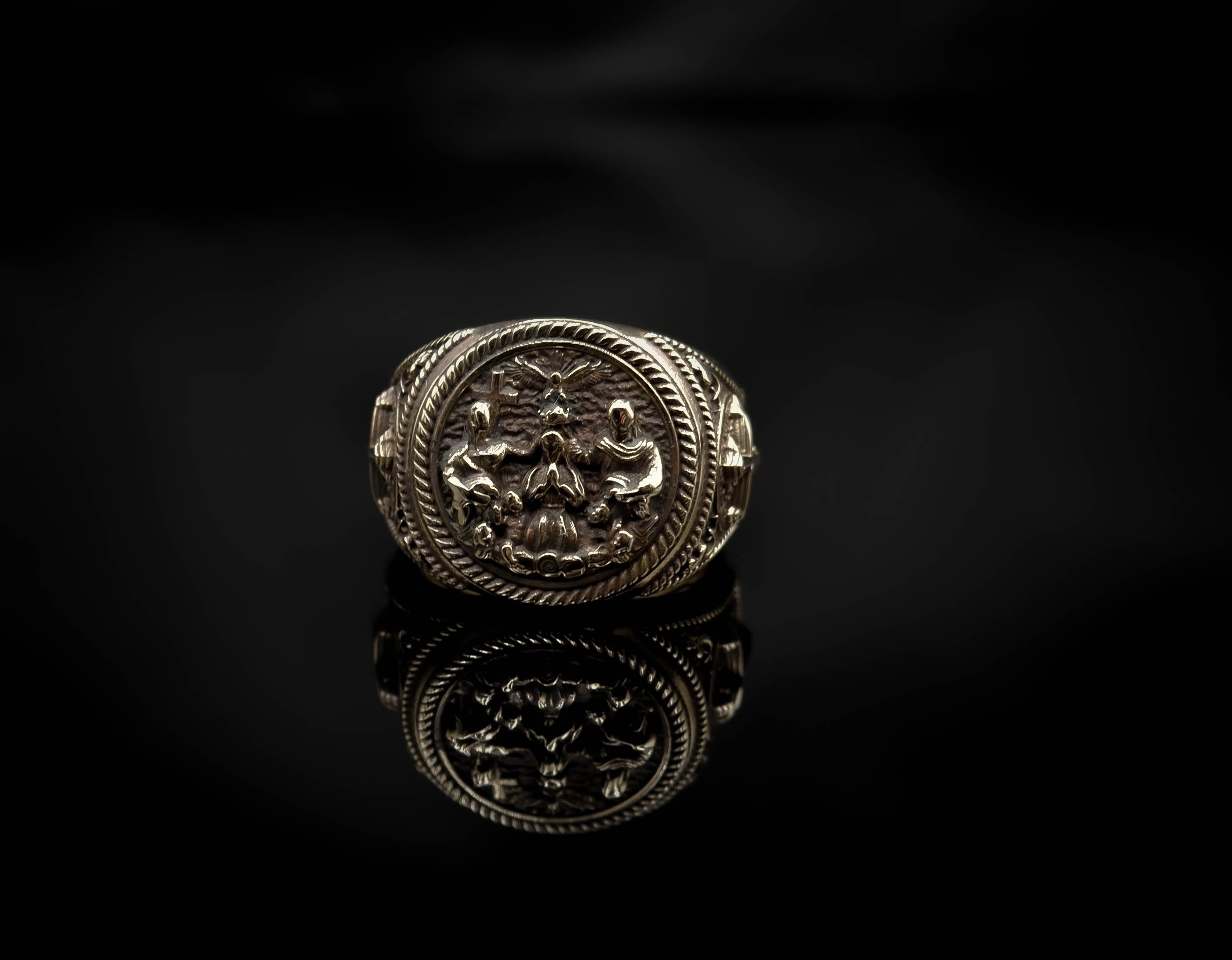 Holy Family Brass Ring, Miraculous Virgin Mary, Christian Jewelry Gift ...
