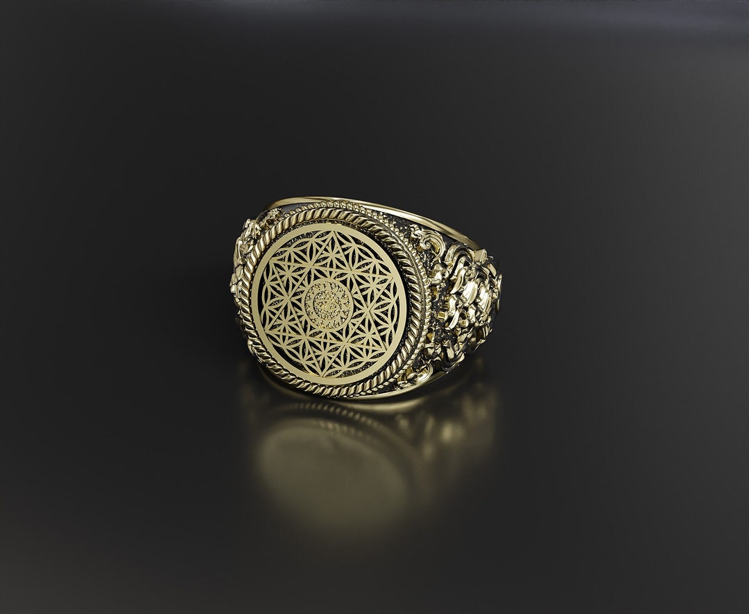 Flower of Life Ring, Seed of Life Ring, Sacred Geometry Ring, Pentacle ...