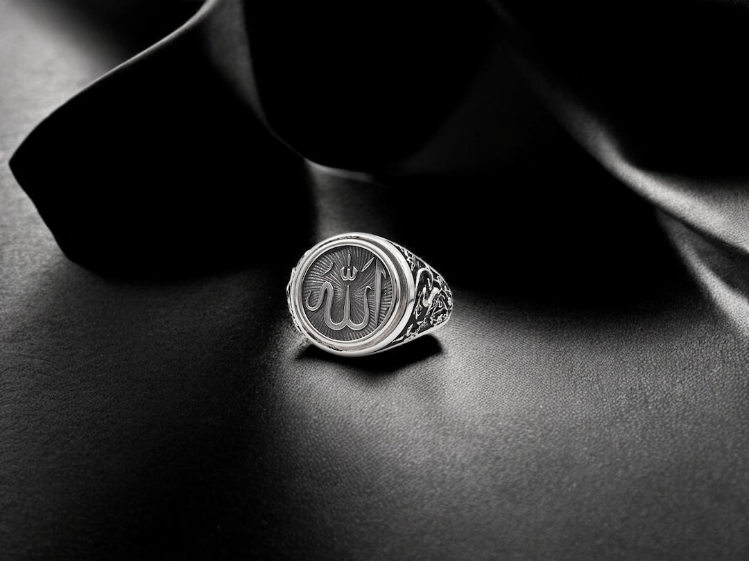 Sterling Silver Allah Ring, Islamic Crescent Design - Etsy