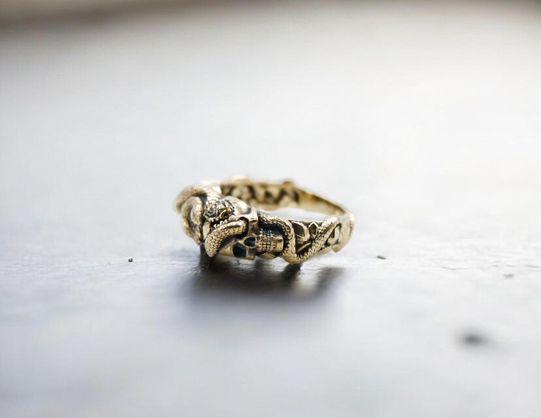 Skull With Snake Eye Ring, Snake Skull Ring, Skull Ring Gothic for ...