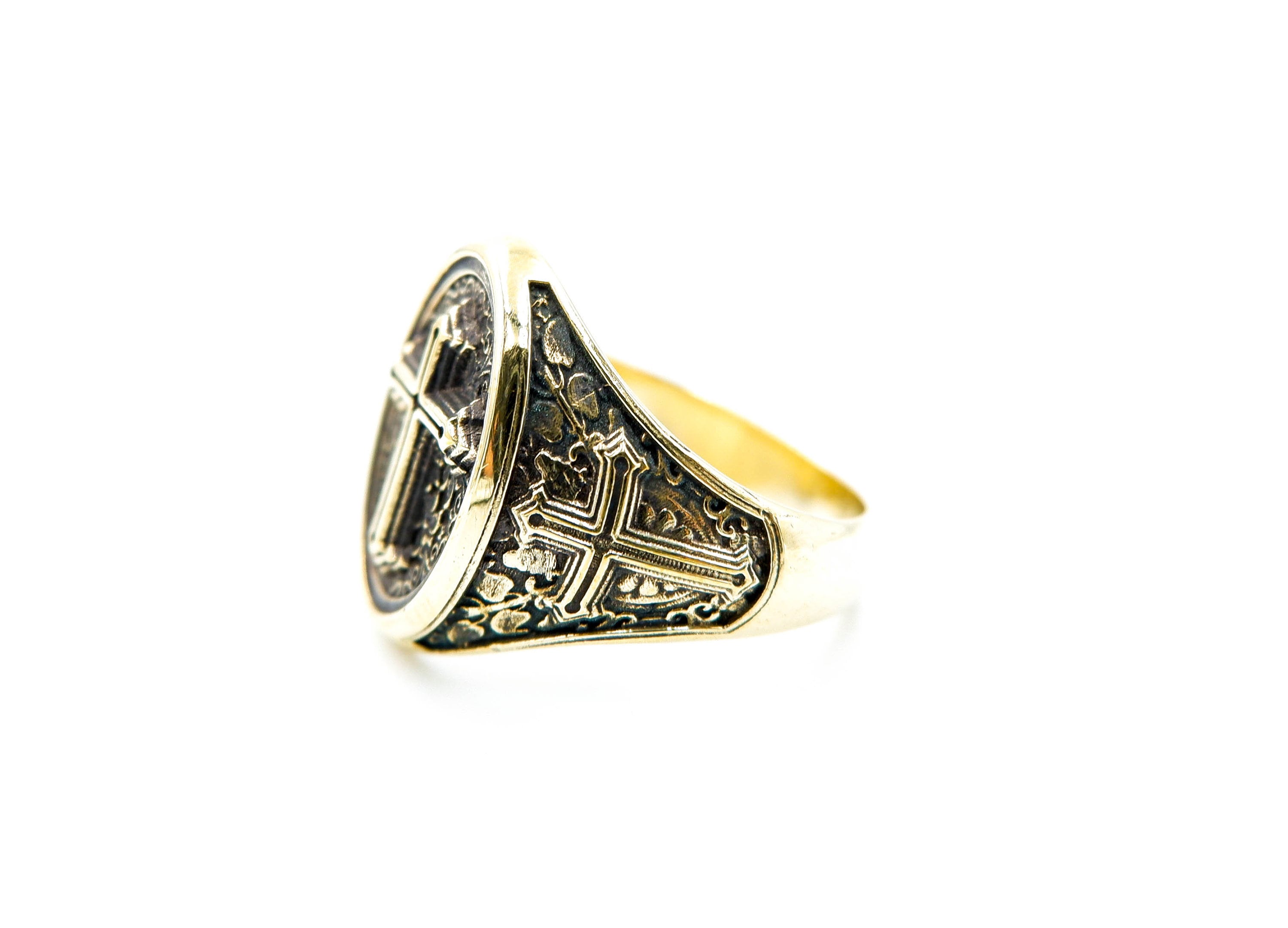 Brass Signet Cross Ring, Catholic Christian Jewelry Gift - Etsy