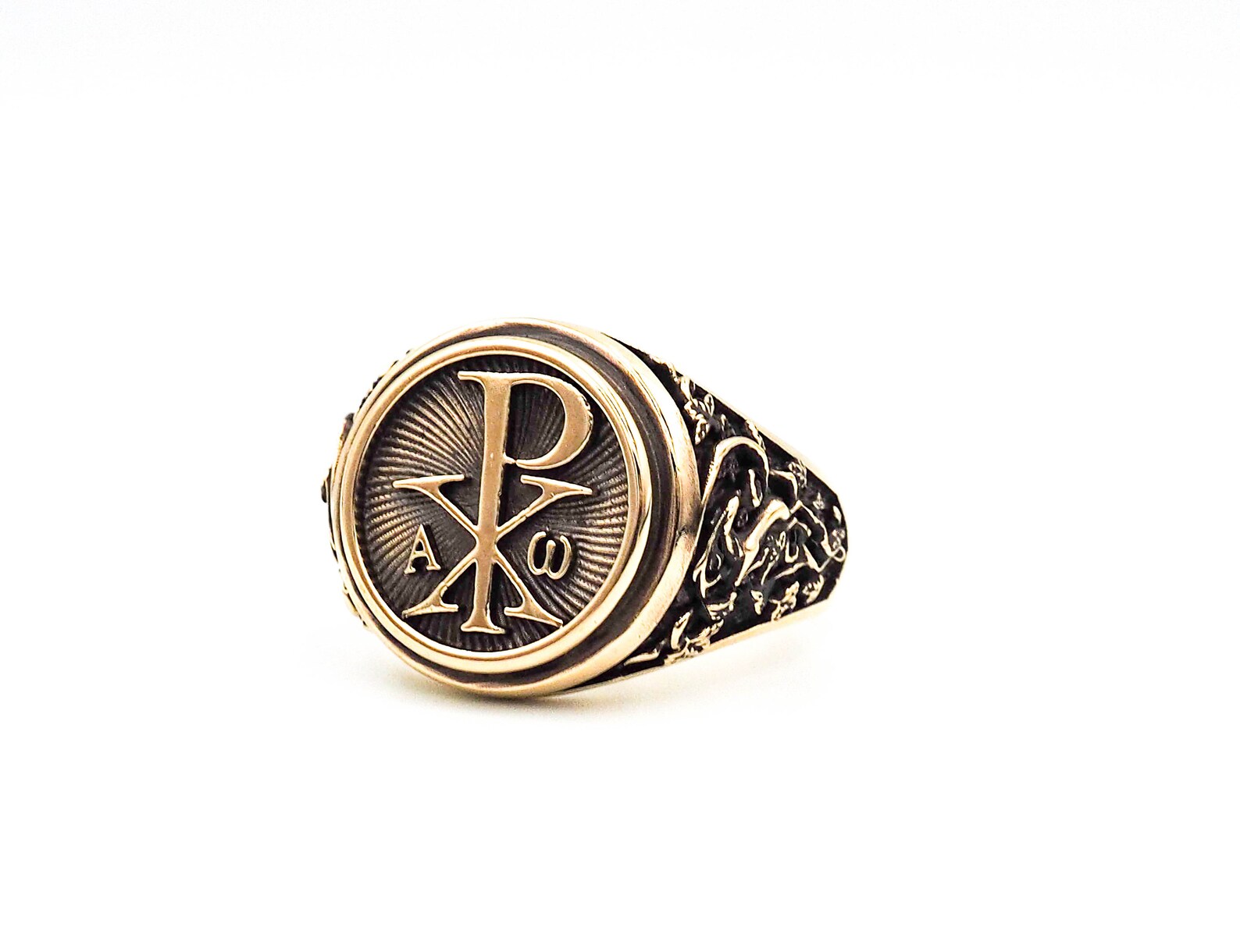 Chi Rho Alpha and Omega Christian Ring Mens Chi Rho Ring - Etsy