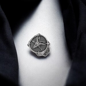 Baphomet Ring, Sigil of Baphomet Inverted Pentagram 925 Sterling Silver Satanic Satan Ring Gift ...