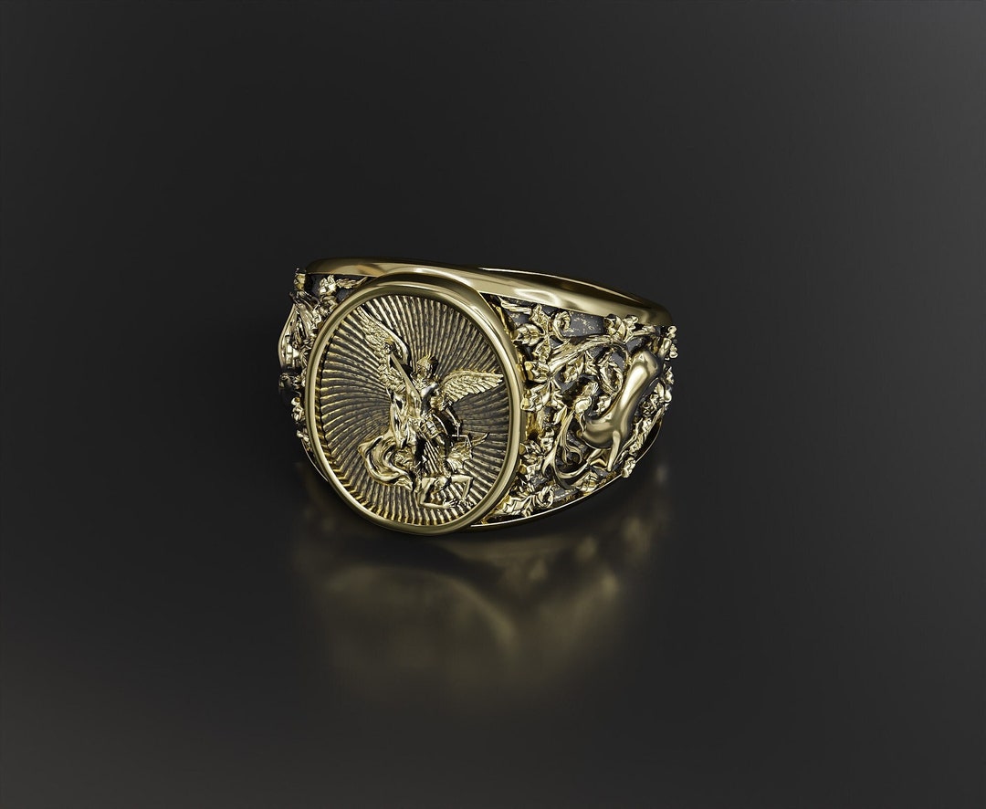 Catholic Archangel St Saint Michael Ring, Saint Michael Signet Ring ...