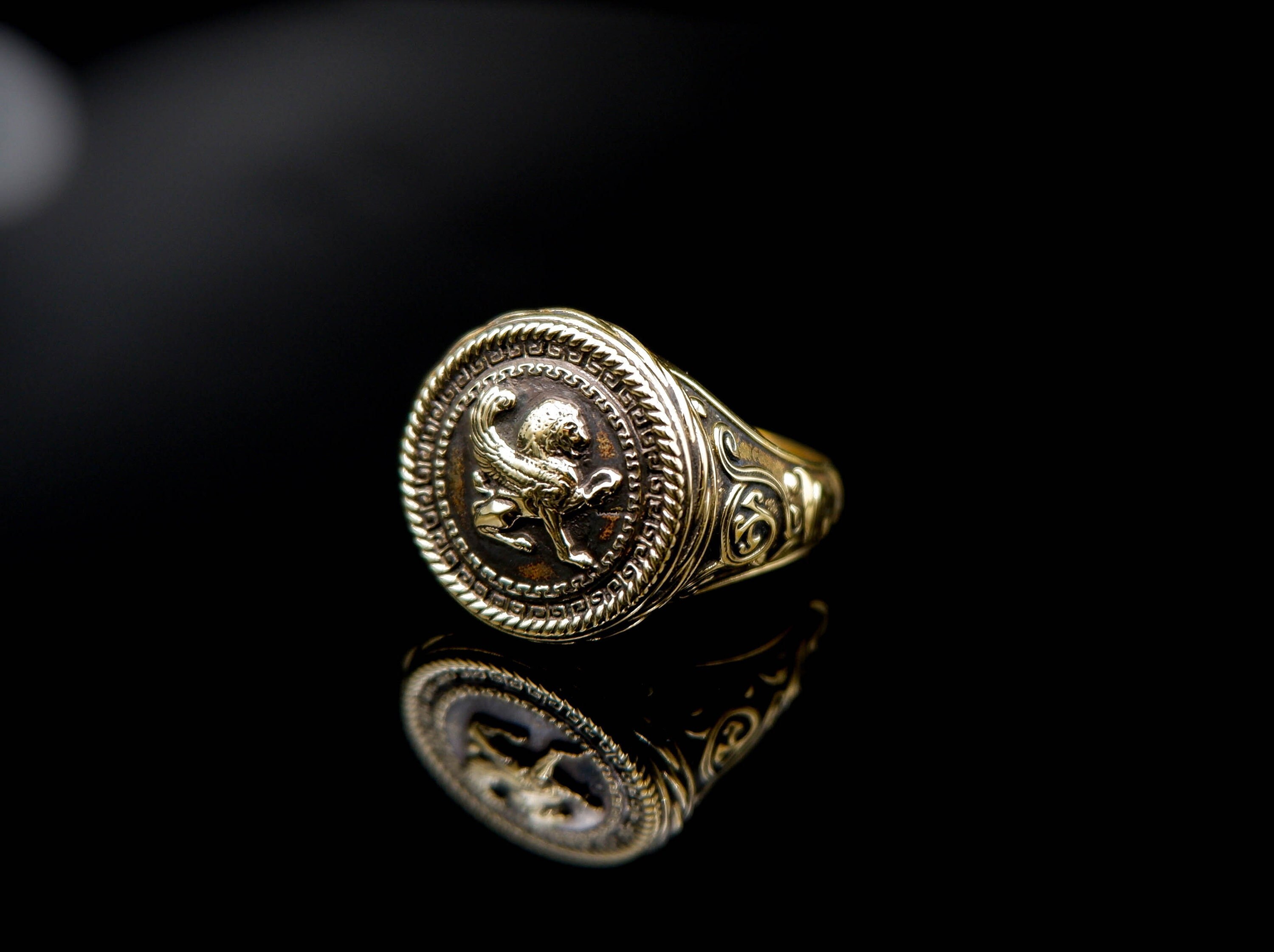 Winged Lion Ring Lion Men's Ring Mens Lion Ring Boho - Etsy