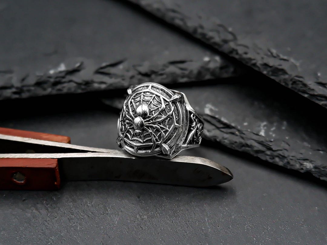 925 Sterling Silver Spider Ring Gothic Amulet Animal Jewelry - Etsy