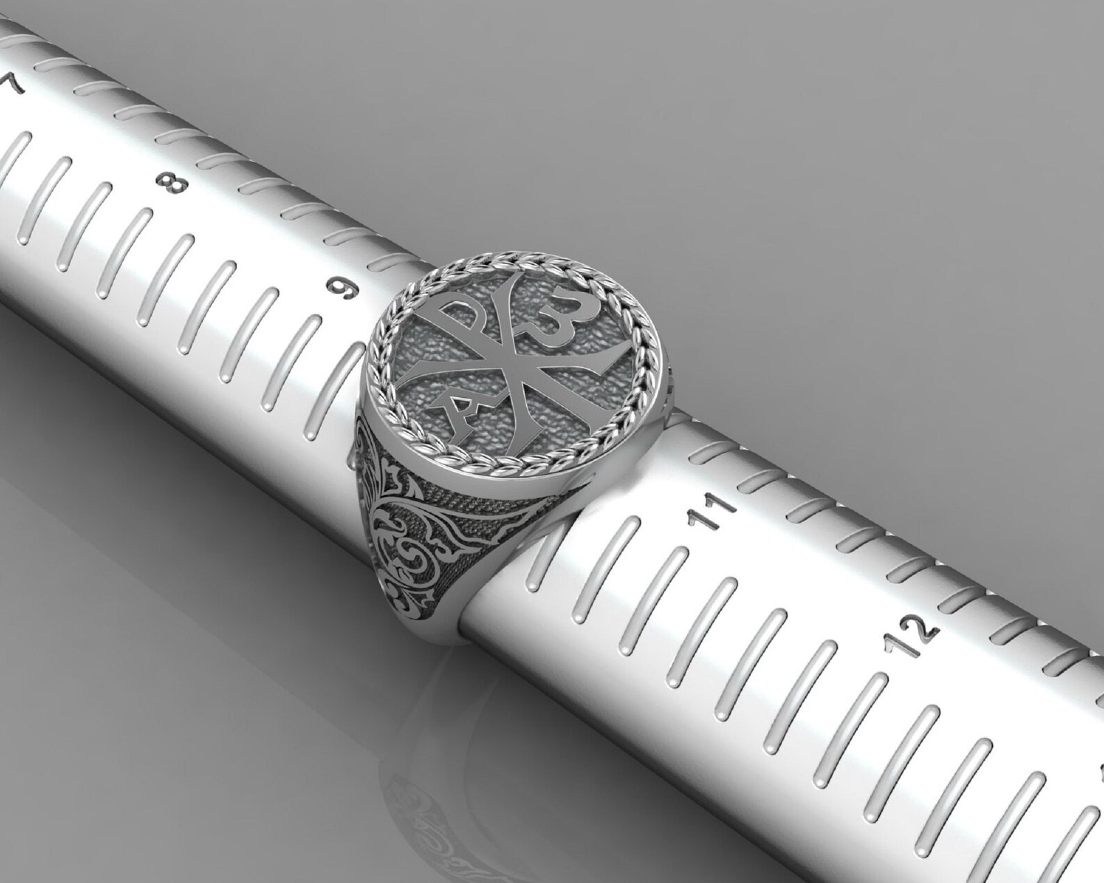 925 Sterling Silver Chi Rho Ring, Alpha Omega Christian Jewelry - Etsy