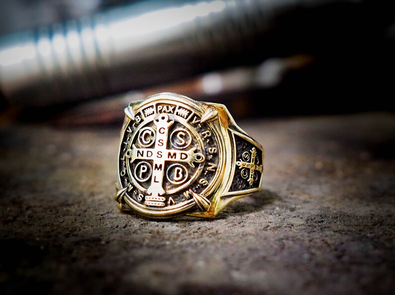 St Benedict Exorcism Cross Demon Protection Ghost Rings St | Etsy