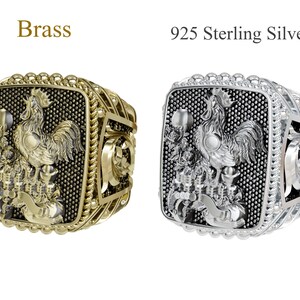 Rooster Ring Animal Signet Accessory Brass Jewelry Wedding Gift Ring ...