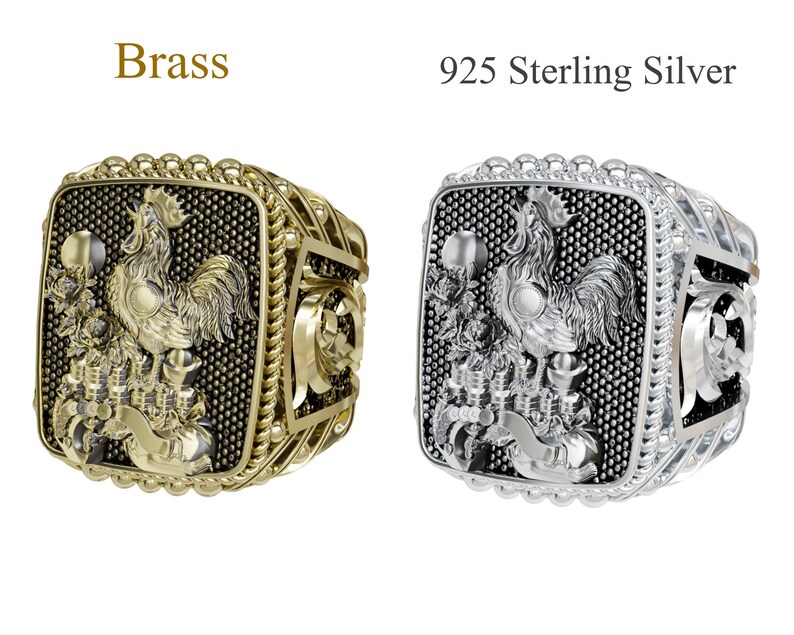 Rooster Ring Animal Signet Accessory Brass Jewelry Wedding Gift Ring ...