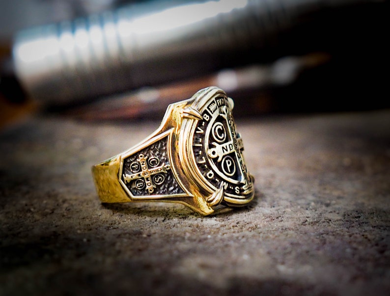 St Benedict Exorcism Cross Demon Protection Ghost Rings St | Etsy