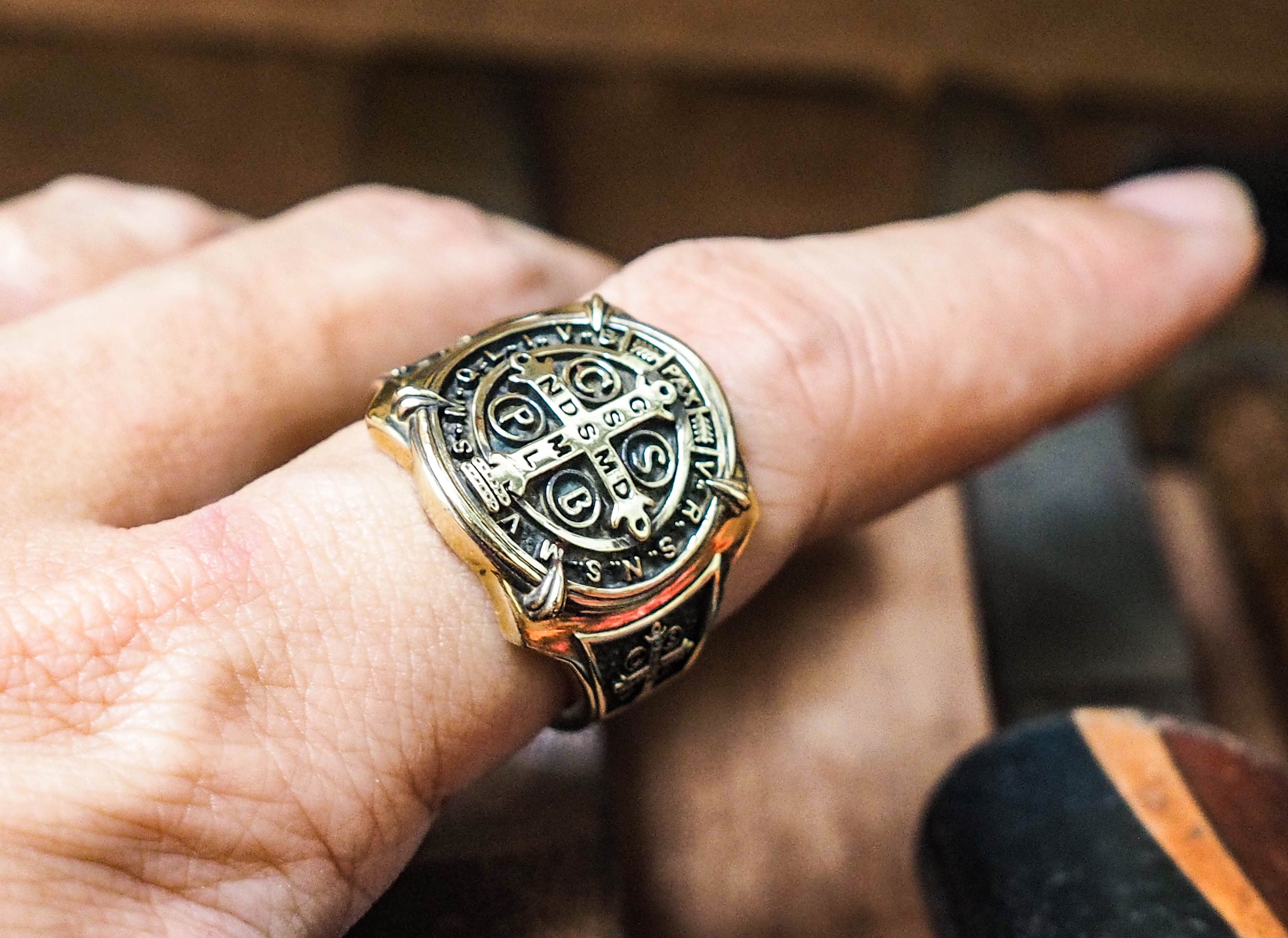 St Benedict Exorcism Cross Demon Protection Ghost Rings St | Etsy