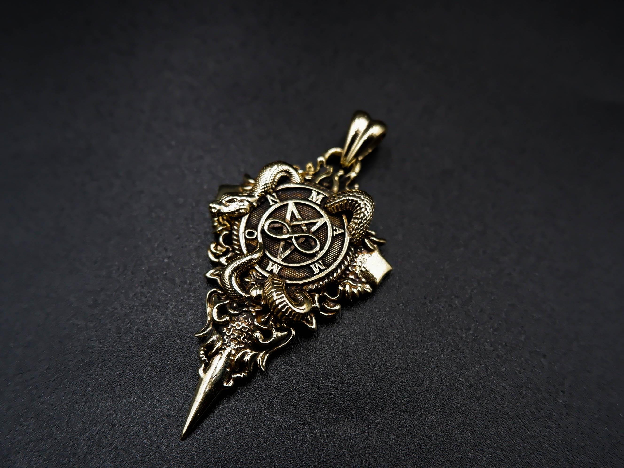 Mammon Pendant With Snake, Sigil Solomon Demon Seal Pendant Protective ...