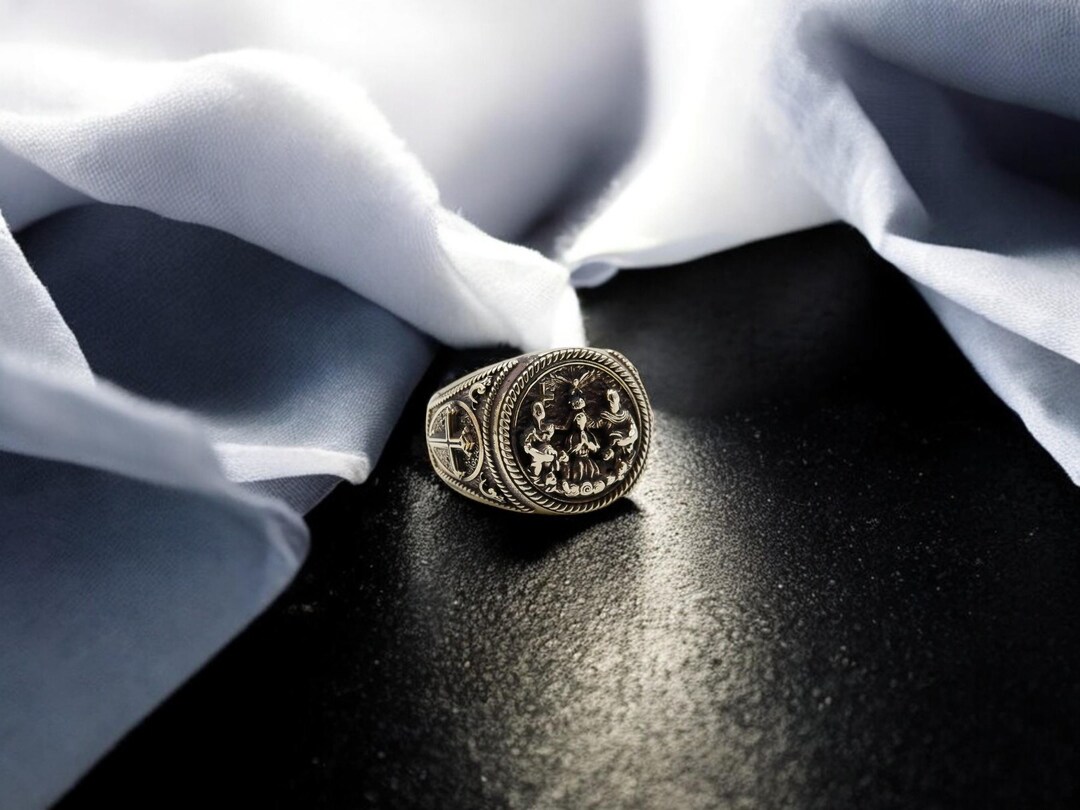 Holy Family Brass Ring, Miraculous Virgin Mary, Christian Jewelry Gift ...