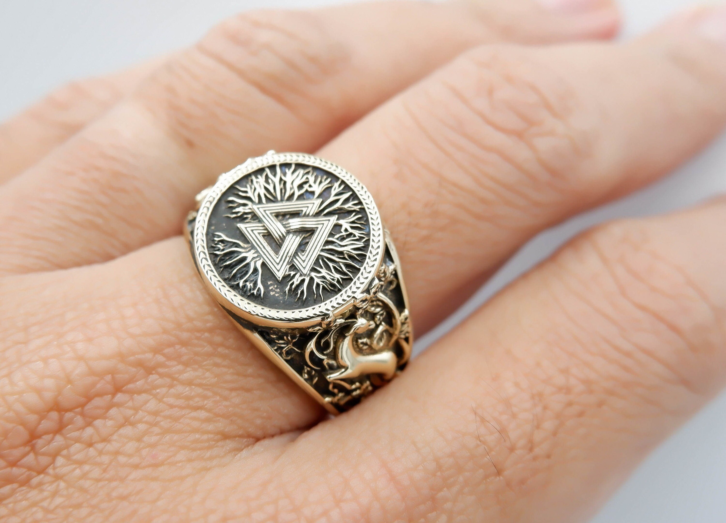 Viking Valknut Ring With Tree of Life Vikings Ring - Etsy