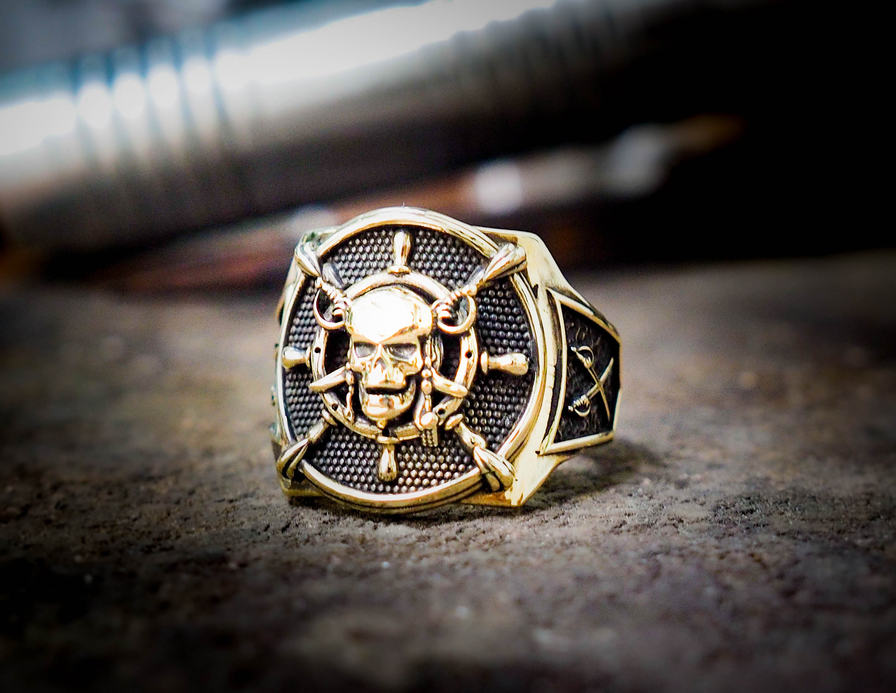 Pirate Skull Ring Men Mens Skull Ring Biker Skulls Ring - Etsy