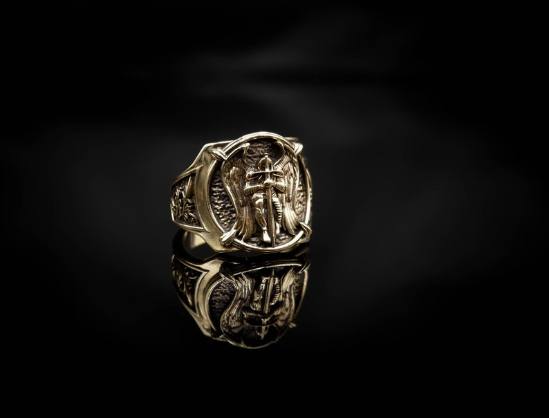 Archangel Knight Saint Michael Ring Catholic Knight Men Ring - Etsy