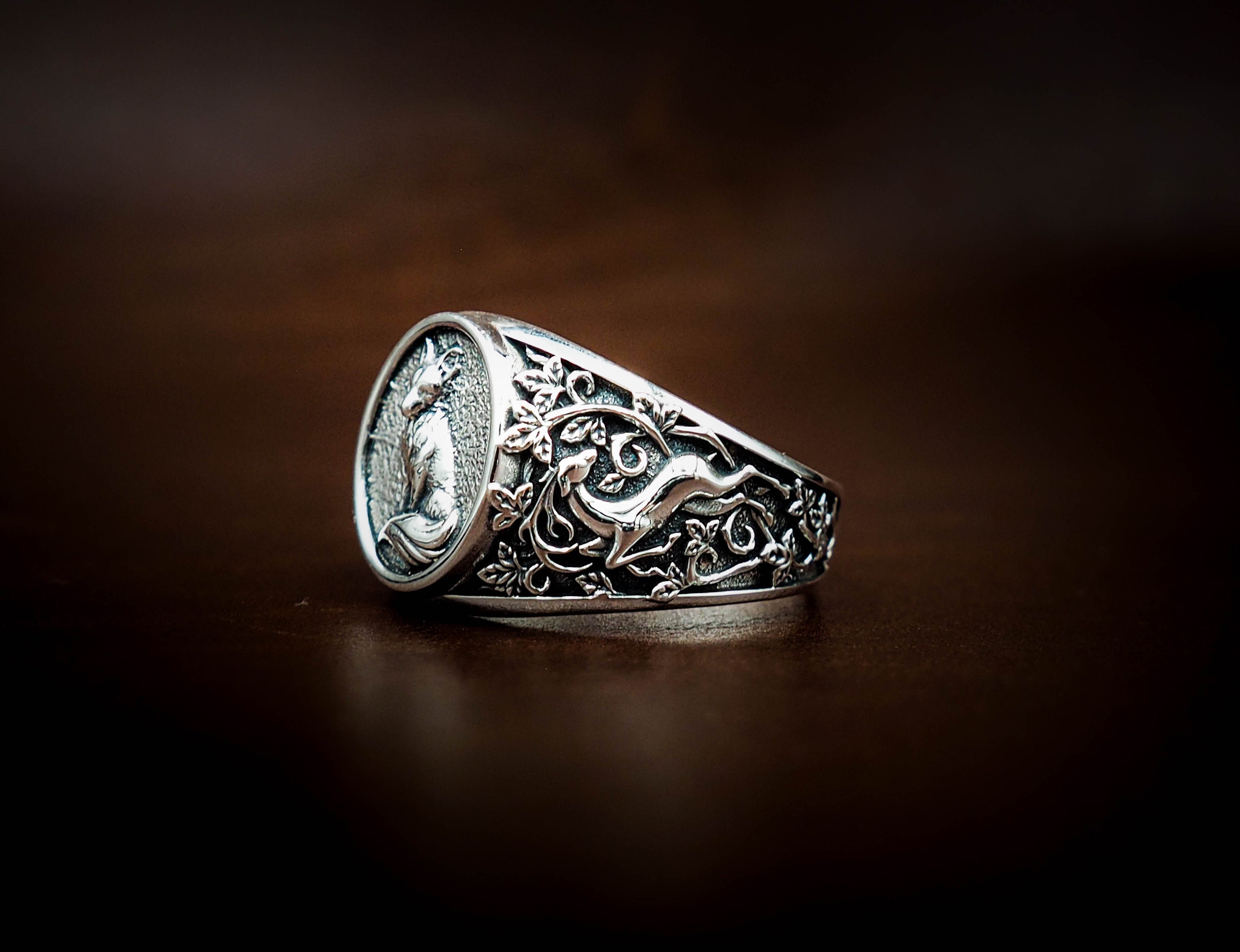 Mens Silver Fox Ring Fox Men's Ring Fox Men Jewelry - Etsy